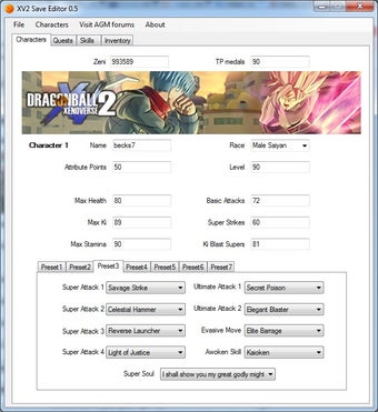 XV2 Save Editor - Dragon Ball Xenoverse - Télécharger